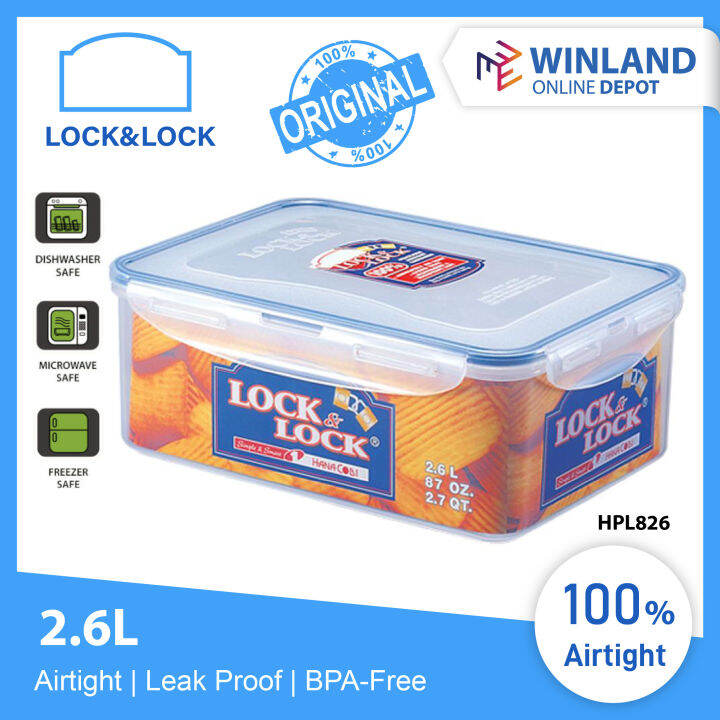 LocknLock by Winland Classic 100% Airtight Rectangular Food Container Storage 2.6L Lock & Lock ...
