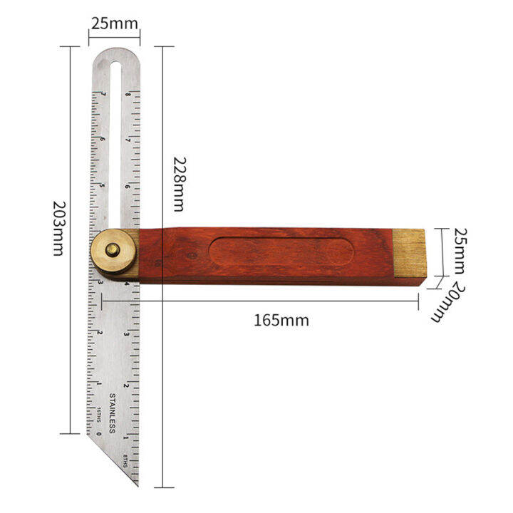 TM 9inch Stainless Steel Sliding Angle Ruler With Wooden Handle Multi ...