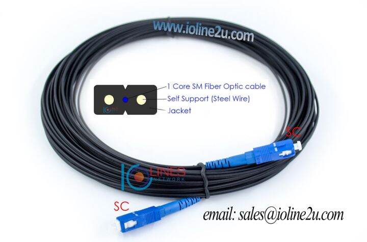 SC-SC Single Mode 30m/75m/150m armored High Strength Drop fiber optic ...