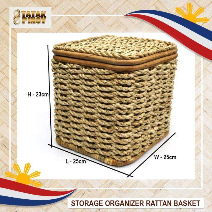 TATAK PINOY Rattan Basket Storage Baskets Shelf Organizer Container ...