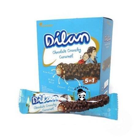 Dilan Chocolate Crunchy Caramel Box isi 12 pcs | Wafer Roll | Lazada ...