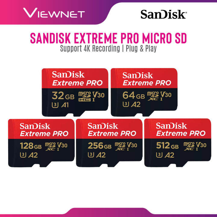 Sandisk Extreme Pro Micro SD with 4K Recording Support, Plug & Play ...