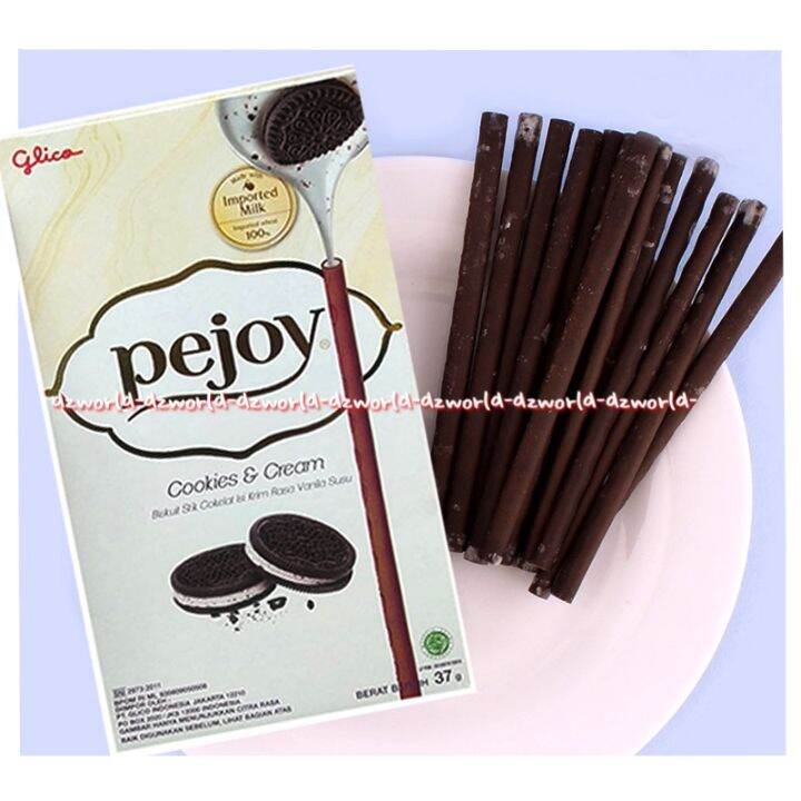 Pejoy Cookies & Cream Biskuit Stik Cokelat Isi 37gr Glico Pejoi Krim Rasa Vanila Susu Vanilla ...