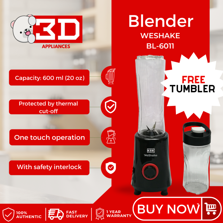 3D BL-6011 Weshake Portable Electric Juicer Blender with Free Extra Tumbler 600 ML | Lazada PH
