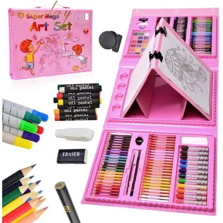 brush 208 Pcs Kids Super Mega Art Coloring Set, Crayons Oil Pastels ...