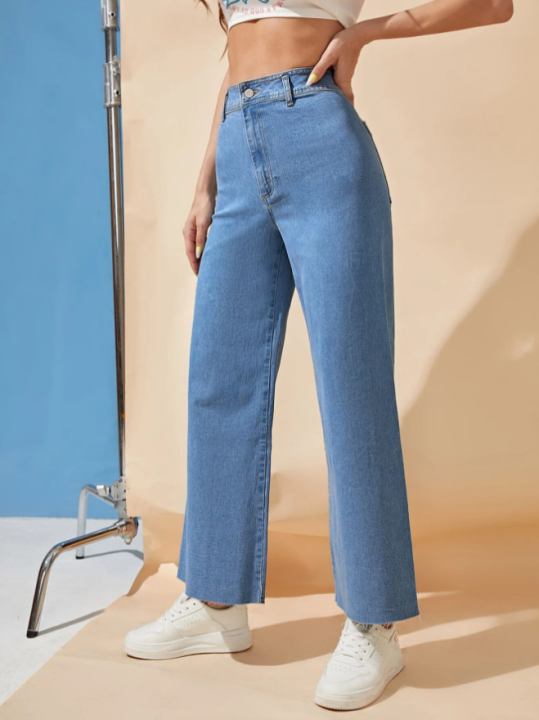 HIGH WAIST DENIM WIDE LEG SQUAREPANTS (RANDOM) | Lazada PH