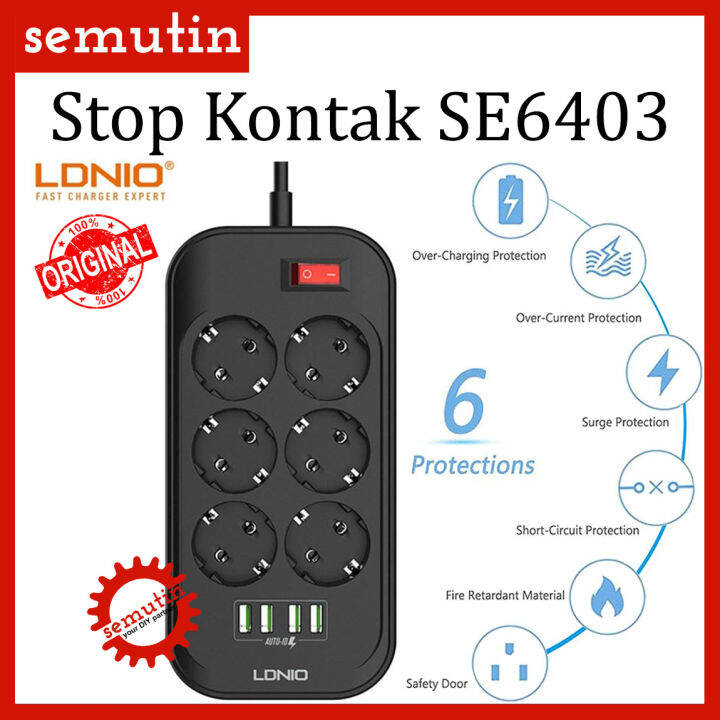 Stop Kontak LDNIO SE6403 ORIGINAL / Power Strip Socket USB | Lazada Indonesia