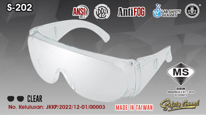 DOSH Sirim Approval Safety Glasses S-202 Safety Guard Over Specs Safety ...