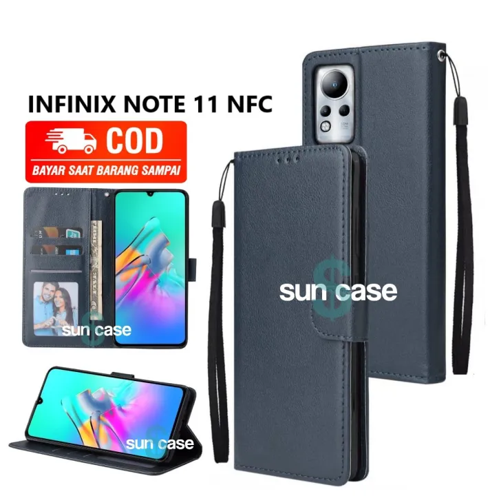 Casing INFINIX NOTE 11 NFC model flip buka tutup case kulit ada tempat ...