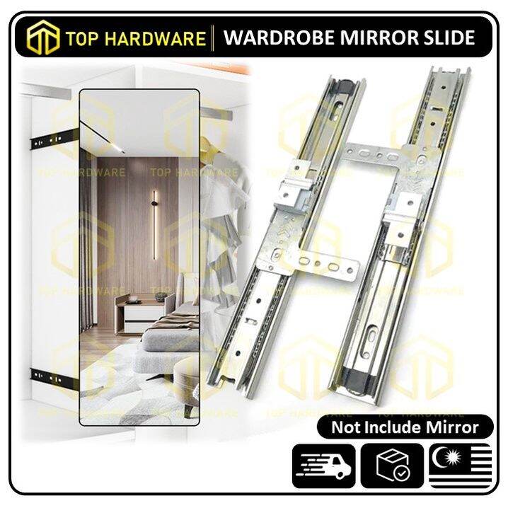 TOP🇲🇾 14” Wardrobe Mirror Slides Wardrobe Cupboard Retractable Pull Out ...