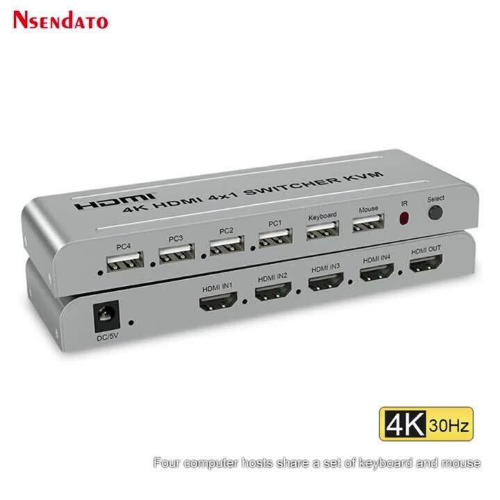 4K 60Hz 30Hz HDMI KVM Switcher 4X1 For USB Keyboard Mouse Switch 4 In 1 ...
