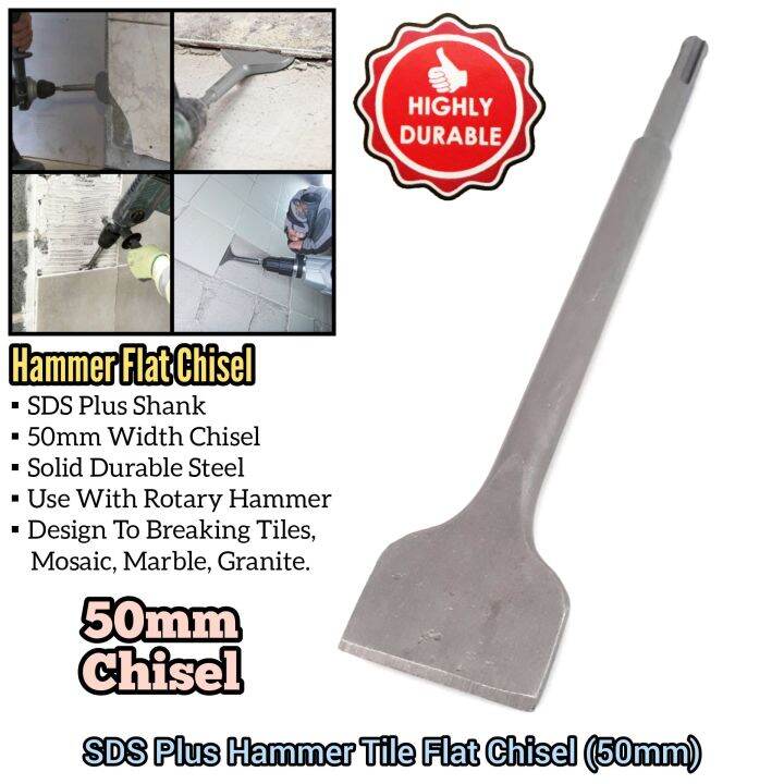 SDS Plus Hammer Tile 50mm Flat Chisel For Mosaic, Marble, Tile, Granite ...