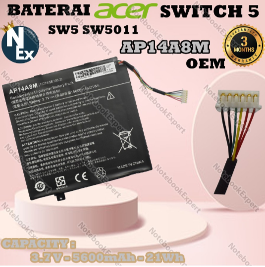 BATTERY ACER SWITCH 5 SW5 SW5011 AP14A8M - oem | Lazada Indonesia