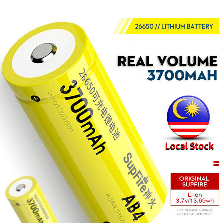 Supfire AB4 & AB11 Li-ion Rechargeable Battery 26650 Power Capacity ...