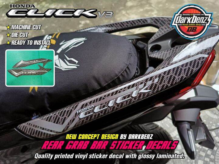 Honda Click Version 3 Rear Grab Bar Printed Sticker Decal | custom made ...