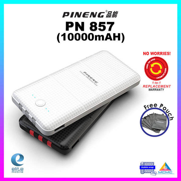 Powerbank Pineng Original PN-857 / PN85710000mAh ,3 Build-In Cable, USB ...