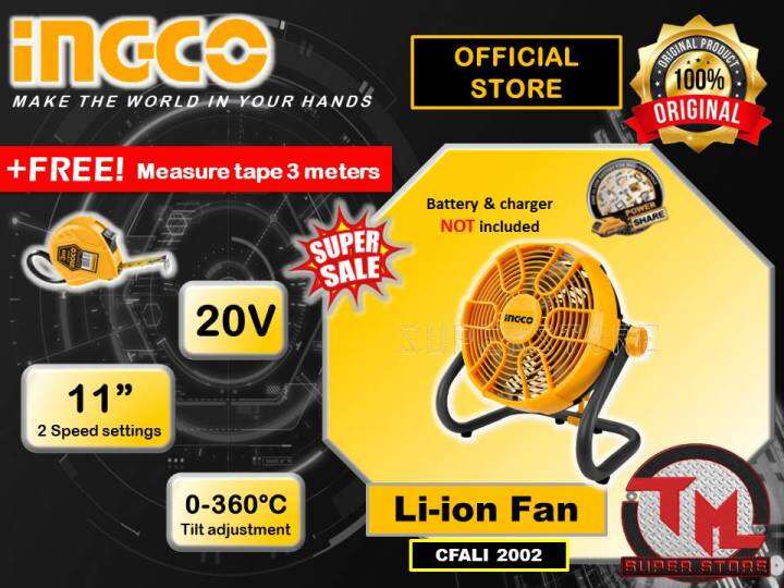 INGCO Cordless Fan ( Li-ion Fan CFALI 2002) • Tm ss | Lazada PH