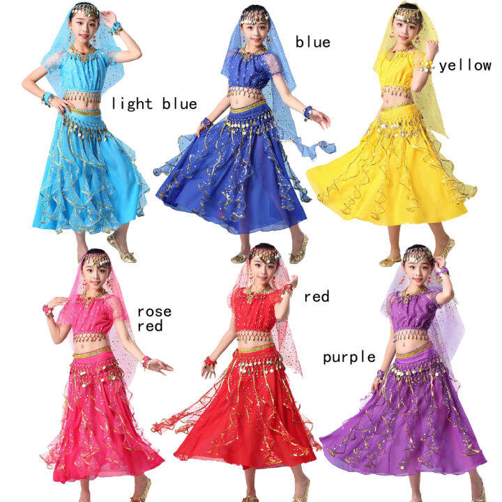 Lolanta 7PCs Kids Belly Dance Costumes Set Oriental Dance Children ...