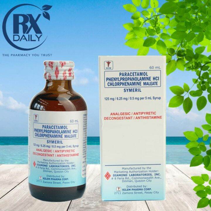 Symeril 60ml Paracetamol Phenylpropanolamine Chlorphenamine Syrup 60ML ...