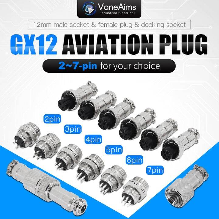 GX12 2/3/4/5/6/7 Pin Male Female 12mm Circular Aviation Socket Plug Wire Panel Connector Small ...