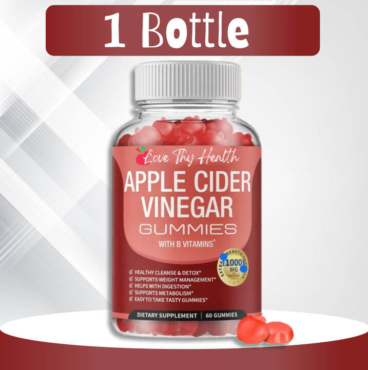 Love Thy Health Apple Cider Vinegar Gummies - 60 gummies per bottle with the Mother plus with ...