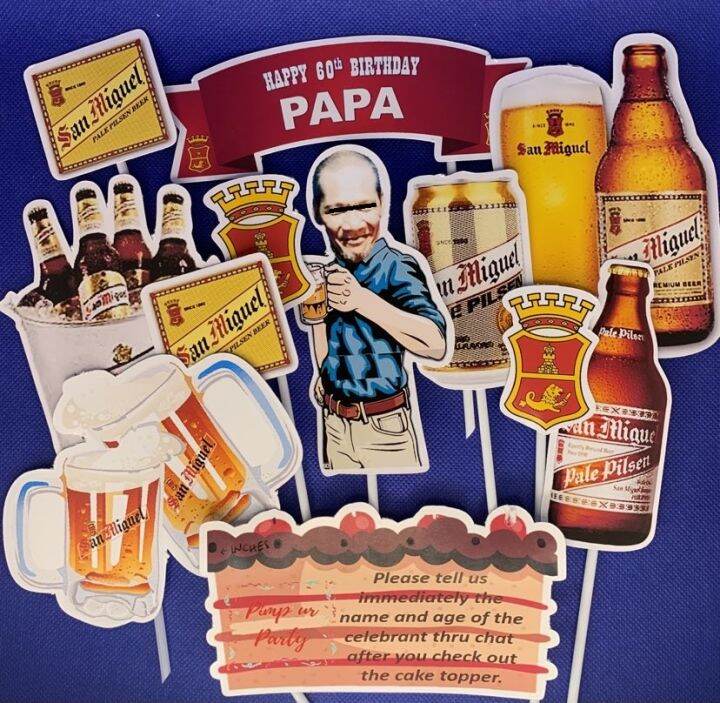 SMB PALE PILSEN DESIGN CAKE TOPPER with personalized picture, name and ...