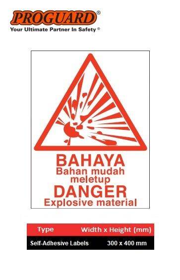 "Danger Explosive Material" Bahaya Danger Chemical Hazardous Sticker ...