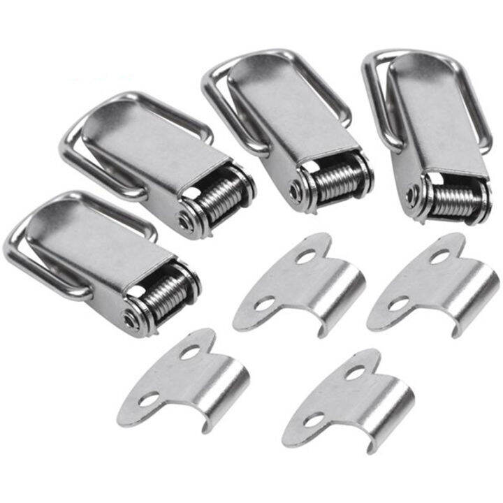 Cabinet Silver Tone Spring Loaded Toggle Switch Latch Hasp 4 pcs ...