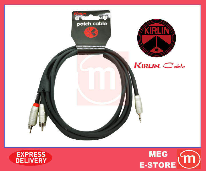 KIRLIN 3.5MM STEREO PLUG TO 2x RCA PLUG CABLE BLACK (Y-CABLE)( Y-364PR ...