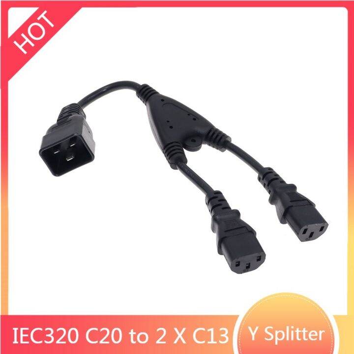 Heavy Duty Splitter Power Cord IEC320 C20 Male to 2X C13 Dual Female Y Splitter Cable 32cm ...