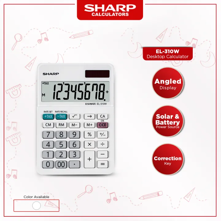 Sharp Calculators EL-310W Mini-Desktop Calculator Solar and Battery Power Source | Lazada PH