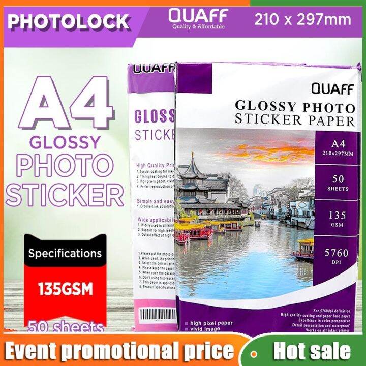 HOT 90gsm/135gsm QUAFF A4 Size Photo Sticker Paper Glossy Matte Kraft ...