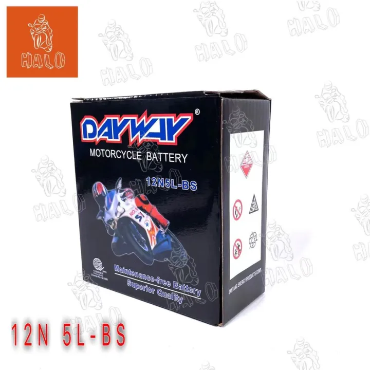 HALO MOTOR MOTORCYCLE BATTERY 5L DAYWAY 12N5L-BS | Lazada PH