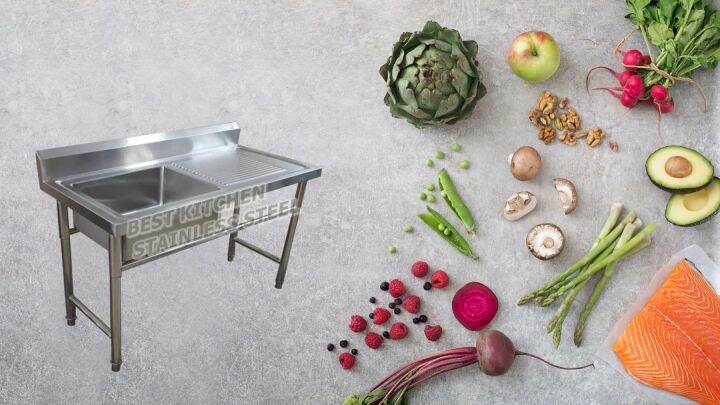 STAINLESS STEEL SINGLE BOWL SINK TABLE LEFT / SINKI 1200MM X 600MM X ...