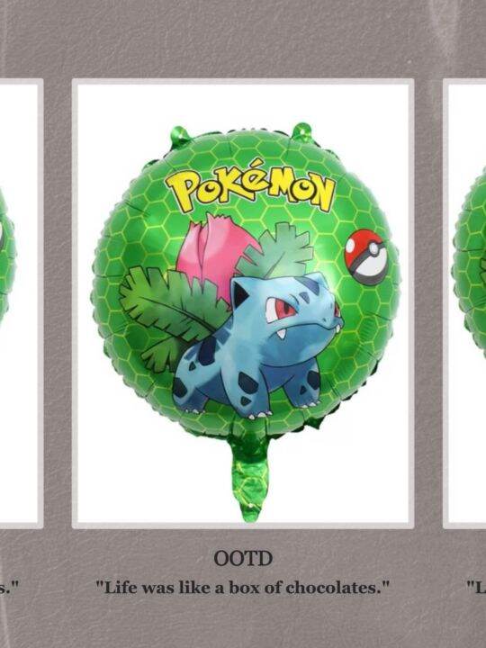 Pokemon Go theme 18 inches Round INS Green Bulbasaur happy birthday ...