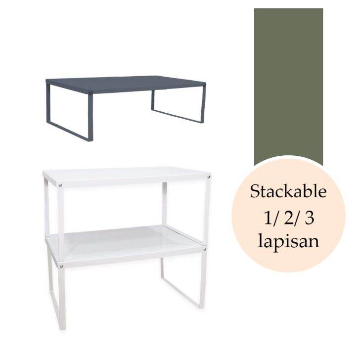 MOJOMORE Stackable Adjustable Kitchen Cabinet Rack Countertop Storage ...
