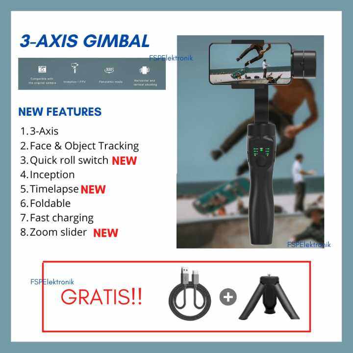 GIMBAL STABILIZER HP 3 AXIS FOCUS HANDHELD SMARTPHONE HANDPHONE ...