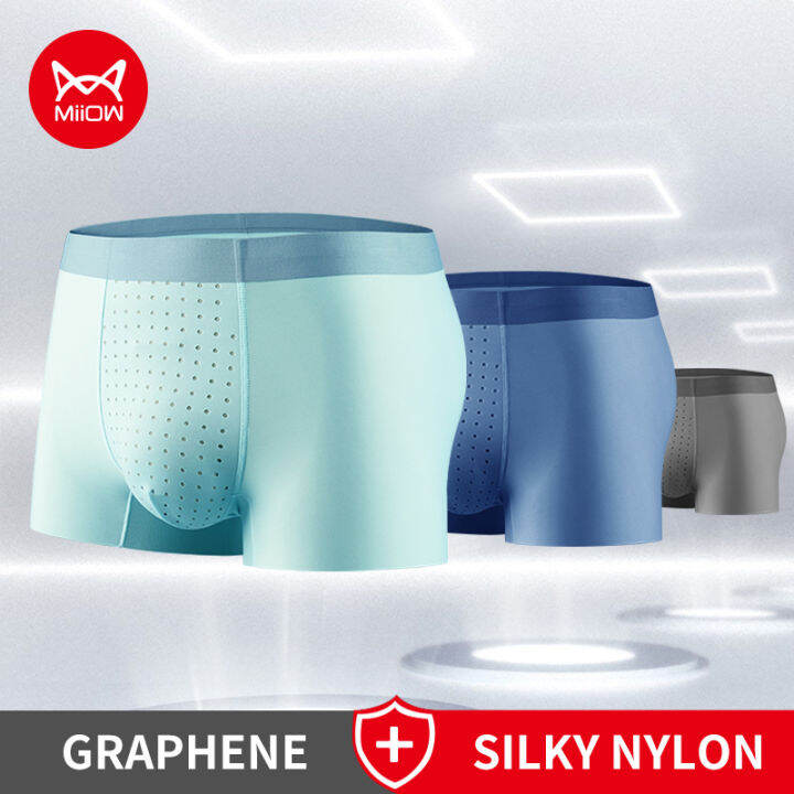 MiiOW 3 Pack Ice Silk Graphene Antibacterial Mesh Sexy Men's Underwear Boxer Shorts MR022 ...