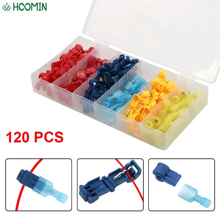 120 Pcs T-Tap Wire Connectors Quick Disconnect Spade Terminal Self ...