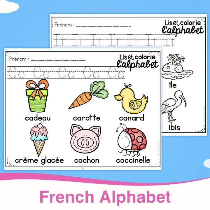 Kids Learning French Letter Alphabet Workbook Activity Worksheet ...