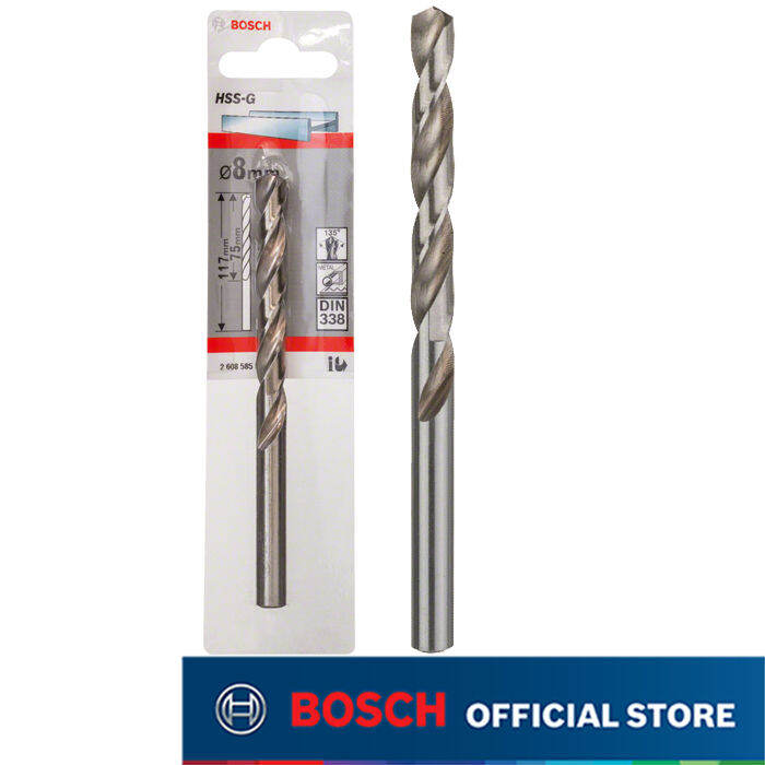 Bosch Metal Drill Bit HSS-G / Mata Bor Besi 8 X 75 / 117MM(2608585932) | Lazada Indonesia
