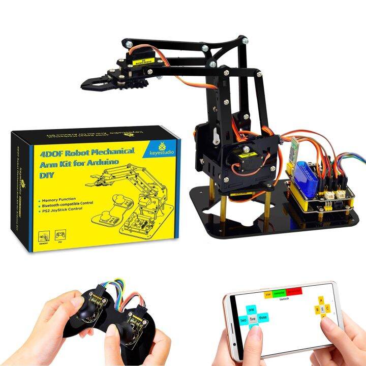 Keyestudio 4DOF Robot Arm Kit Acrylic PS2 Mechanical Claw Toys for ...