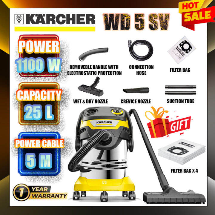 KARCHER WD 5 S V 1.628-350.0 WET AND DRY VACUUM CLEANER WD5SV 16283500 ...
