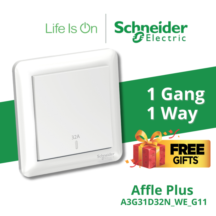 Schneider Electric Affle Plus Series 32A 250V 1 Gang 1 Way Double Pole ...