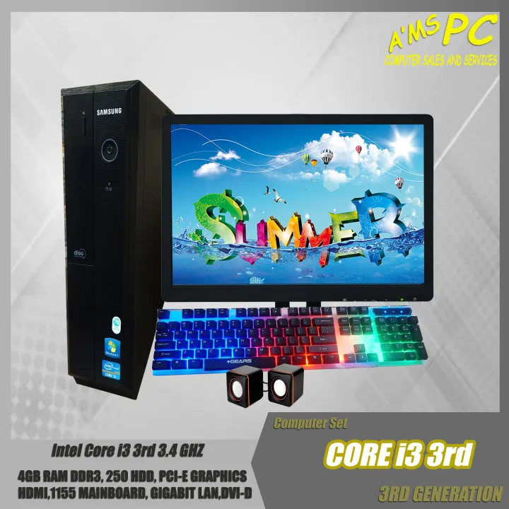 Computer Set, i3, Core i3 3rd Gen, 250gb Storage, 4Gb Ram, ddr 3, 2gb ...