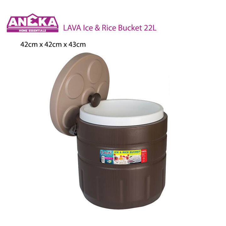 LAVA Ice & Rice Bucket 22L Rice Container Food Storage Tong Nasi ...