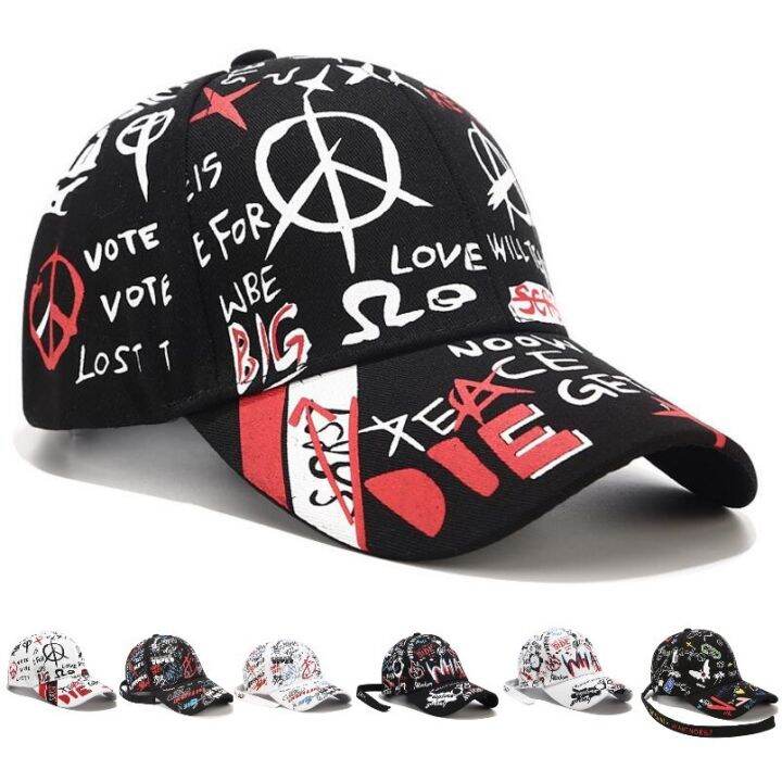 Men Women Baseball Cap Butterfly Graffiti Original Hat Outdoor Street ...