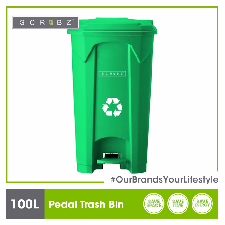 SCRUBZ Premium 100L Pedal Trash Bin | Garbage Bin | Commercial ...
