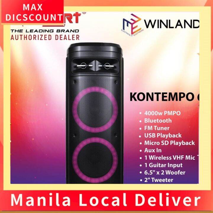 KONZERT by Winland Kontempo 6 Karaoke Portable Party Speaker w/Bluetooth FMSD AUX USB Mic Input ...