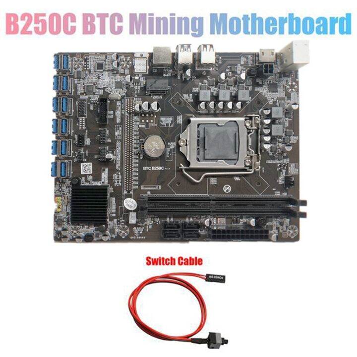 B250C BTC Mining Motherboard+Switch Cable 12XPCIE to USB3.0 GPU Slot ...